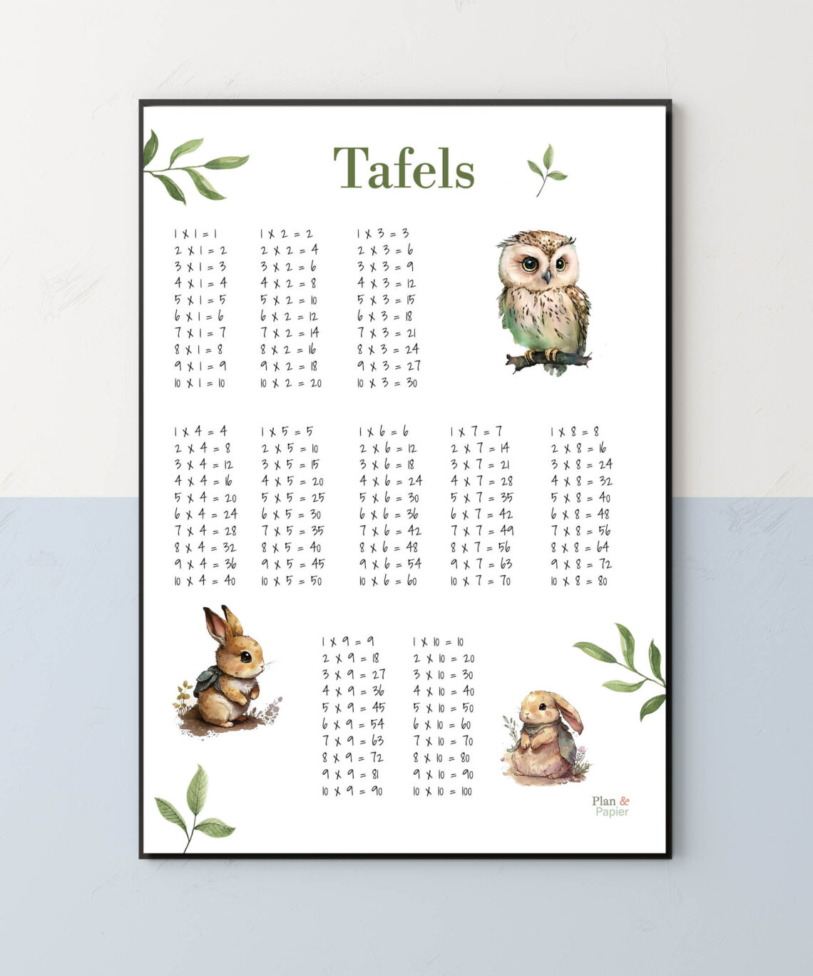 Tafelposter – Tafels 1 t/m 10 als printable - PLAN & PAPIER