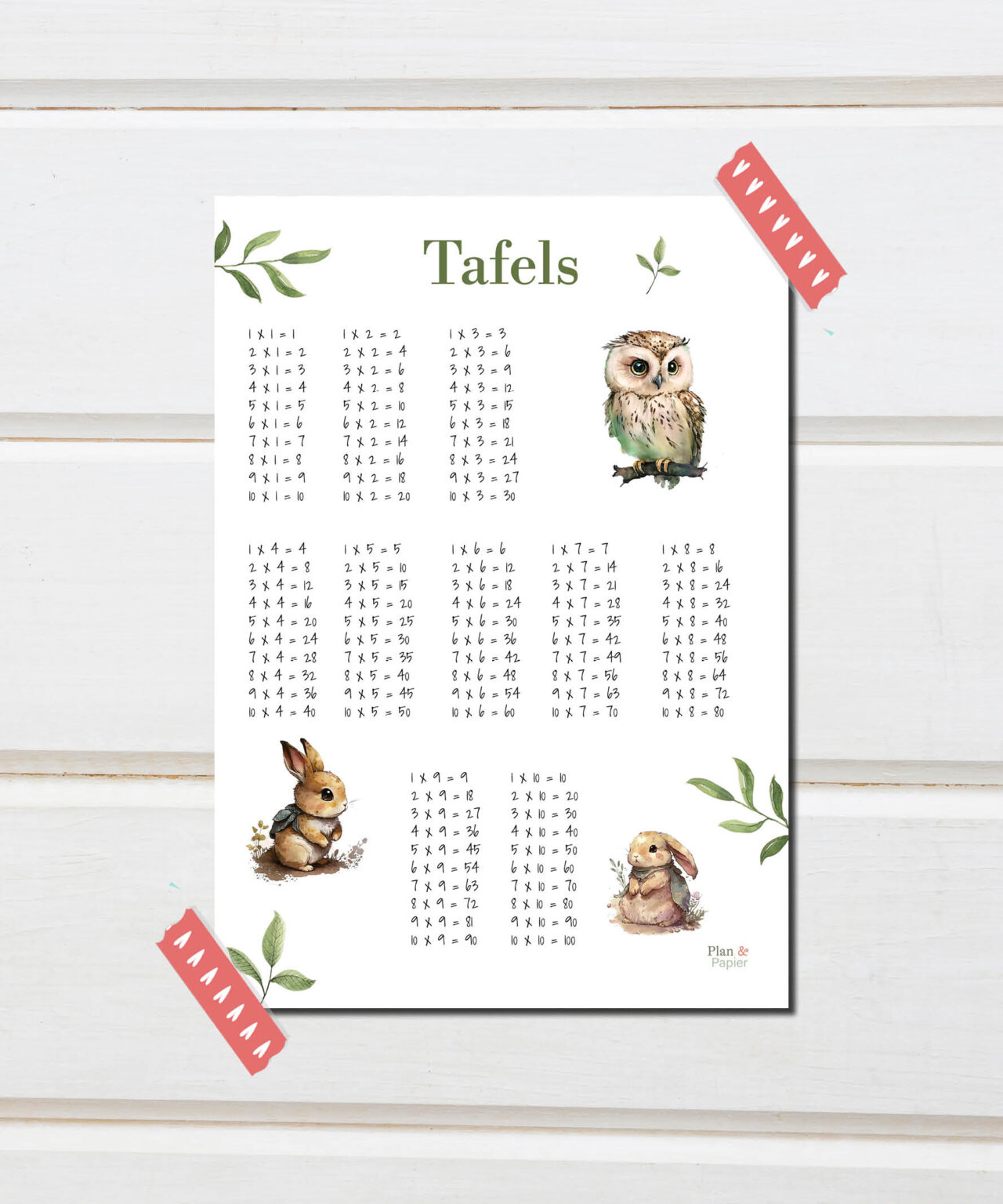 Tafelposter – Tafels 1 t/m 10 als printable - PLAN & PAPIER