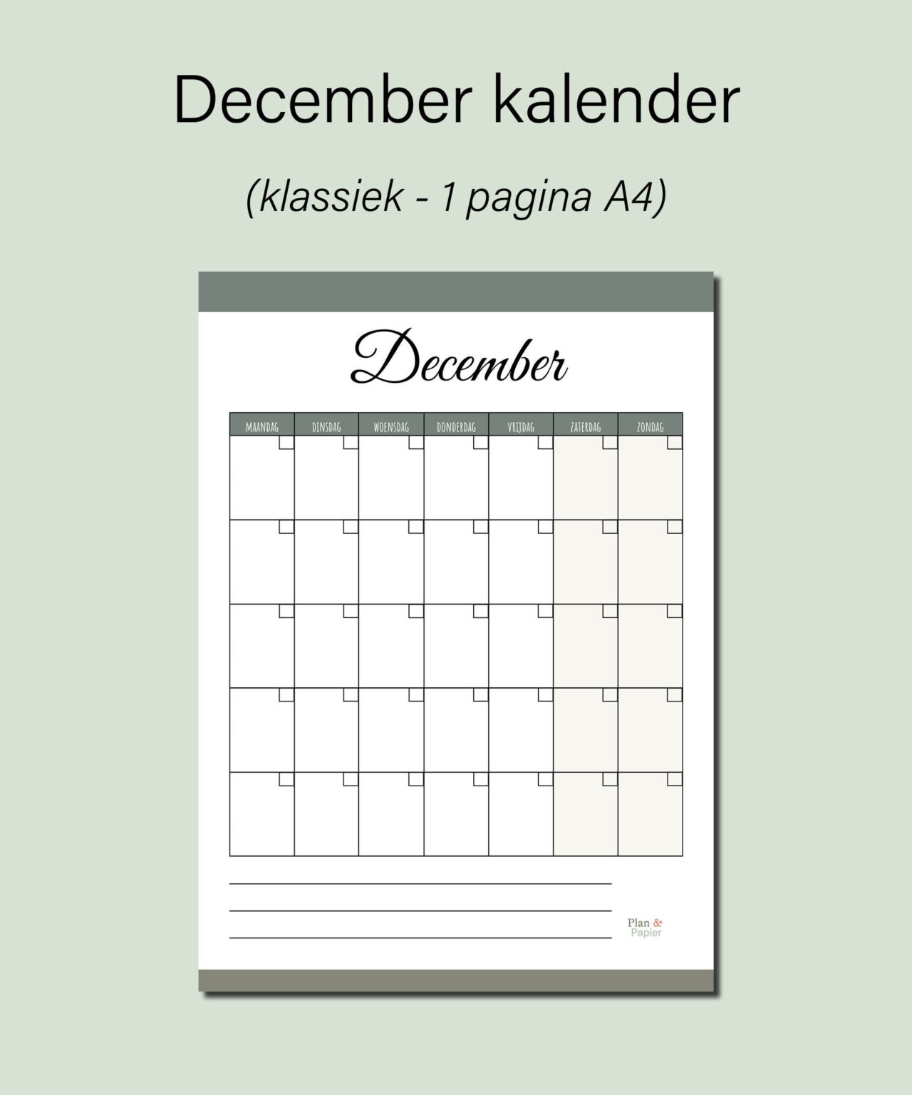 Printbare maandplanners en kalenders - PLAN & PAPIER